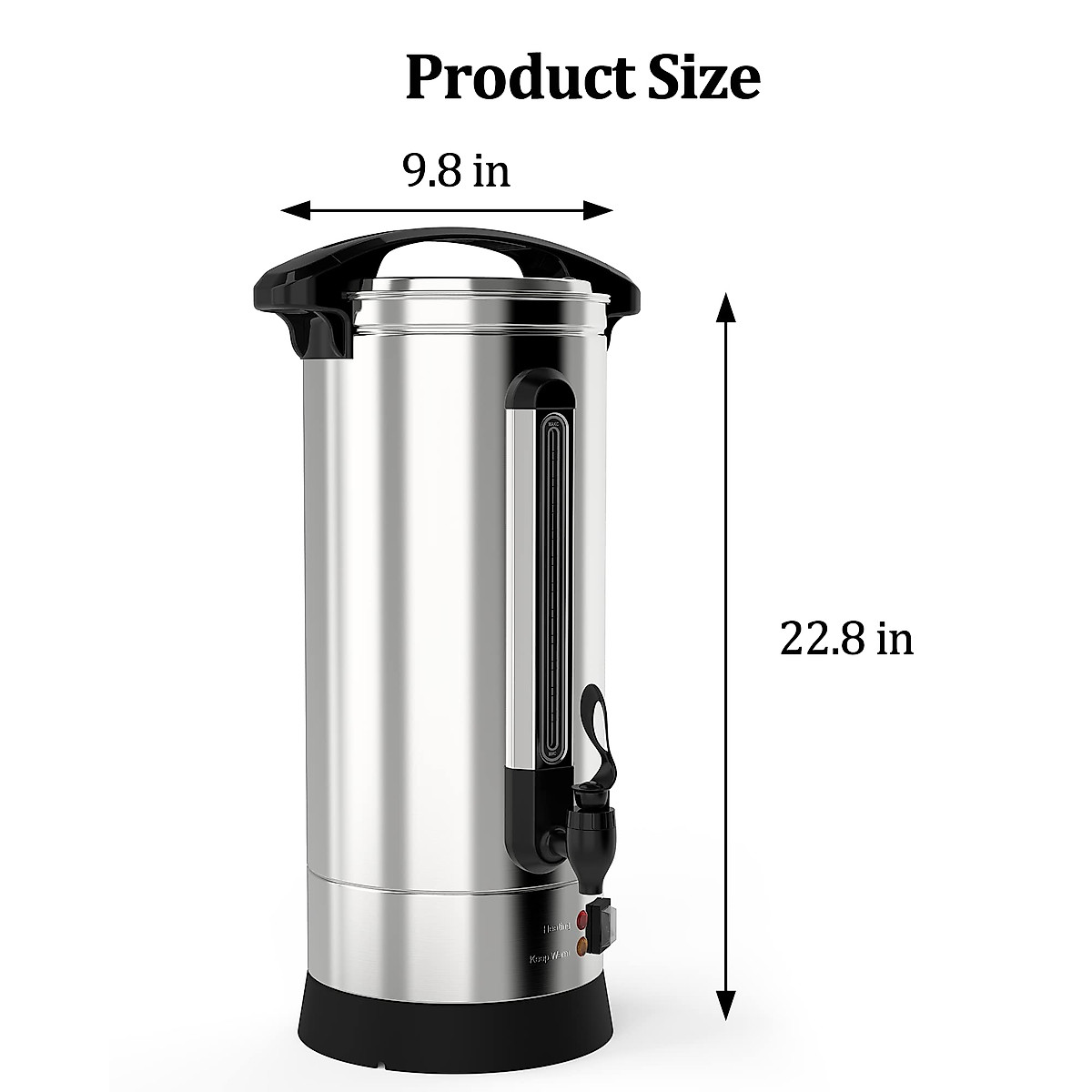 KYBOLT Commercial Coffee Urn 60 Cup, 10L Large Capacity Coffee Maker with Double-wall 304 Stainless Steel, Quick Brewing Coffee Dispenser for Church, Meeting Rooms, Lounges, and Other Large Gatherings