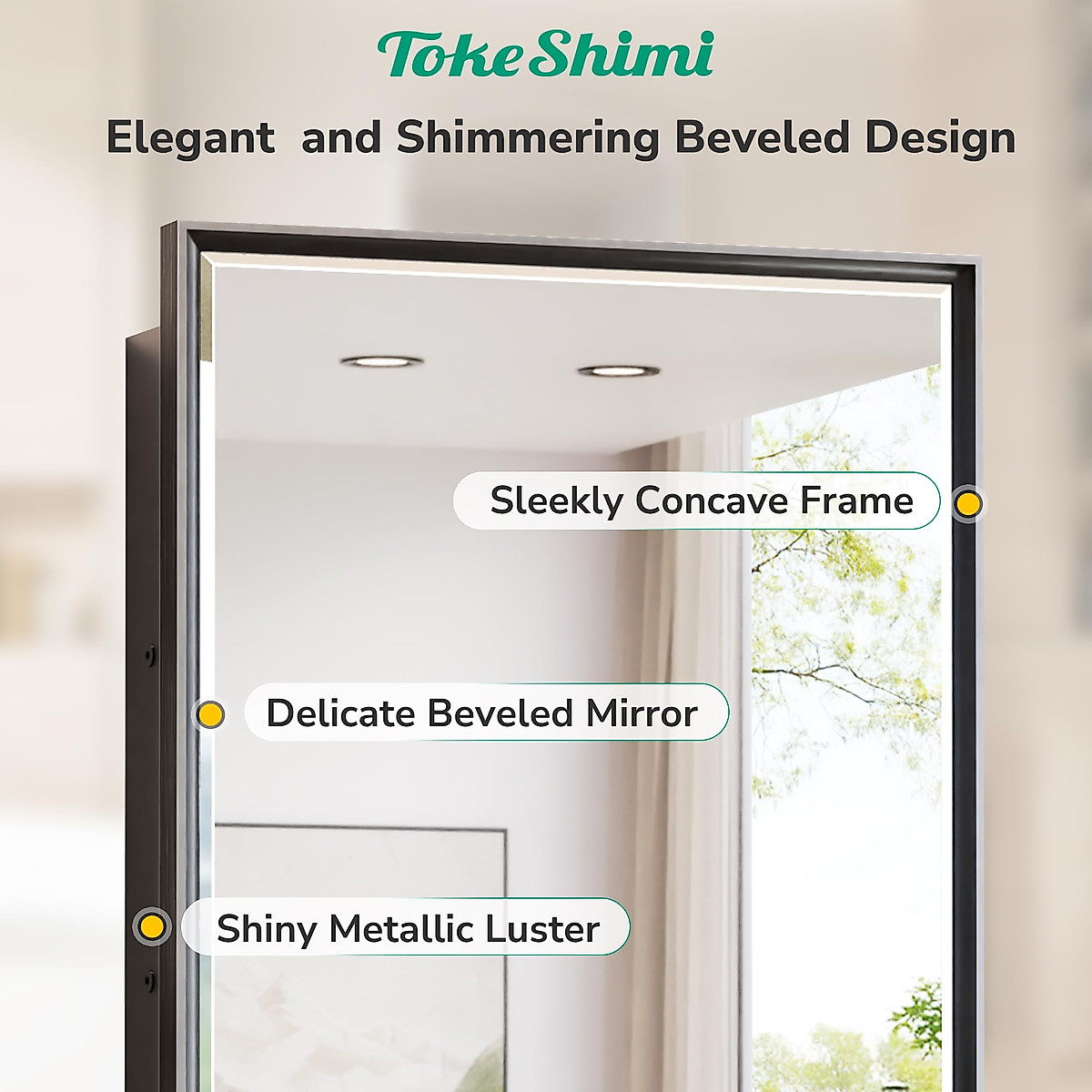TokeShimi 16x24 Recessed Medicine Cabinet with Mirror Wall Mounted, Metal Beveled Mirror with Storage for Bathroom Vanity, Aluminum Alloy Medicine Cabinet Mirror Black 1 Door