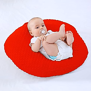 Newborn Baby Lounger with Super Soft Premium Minky Dot Baby Lounger Cover, 25 x 25 x 9/6 inches Infant Floor Seat, Newborn Essentials, Ultra Comfortable, Safe for Babies (Tomato)