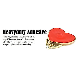 Universal Smartphone Gold Heart Finger Ring Stand, Rhinestone Crystal Bling Diamond 360° Rotation Cell Phone Stent Holder Grip Kickstand Compatible with iPhone 7 7 Plus iPhone 8 8 Plus