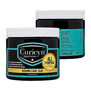 Curicyn Animal Wound Care Clay 16oz. - Vet-Approved Natural Skin Ointment For Dog, Cat, Horse, and Other Livestock - Bentonite Clay with Aloe Treatment - Gentle No Sting Fast-Acting Formula