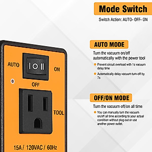 CHAOSEND Automatic Vacuum Switch Allows Power Tool/Table Saw to Turn Vacuum Cleaners/Accessories On and Off, Turn-On Delay Prevents Circuit Overloads Shop Dust Collector Off Delay
