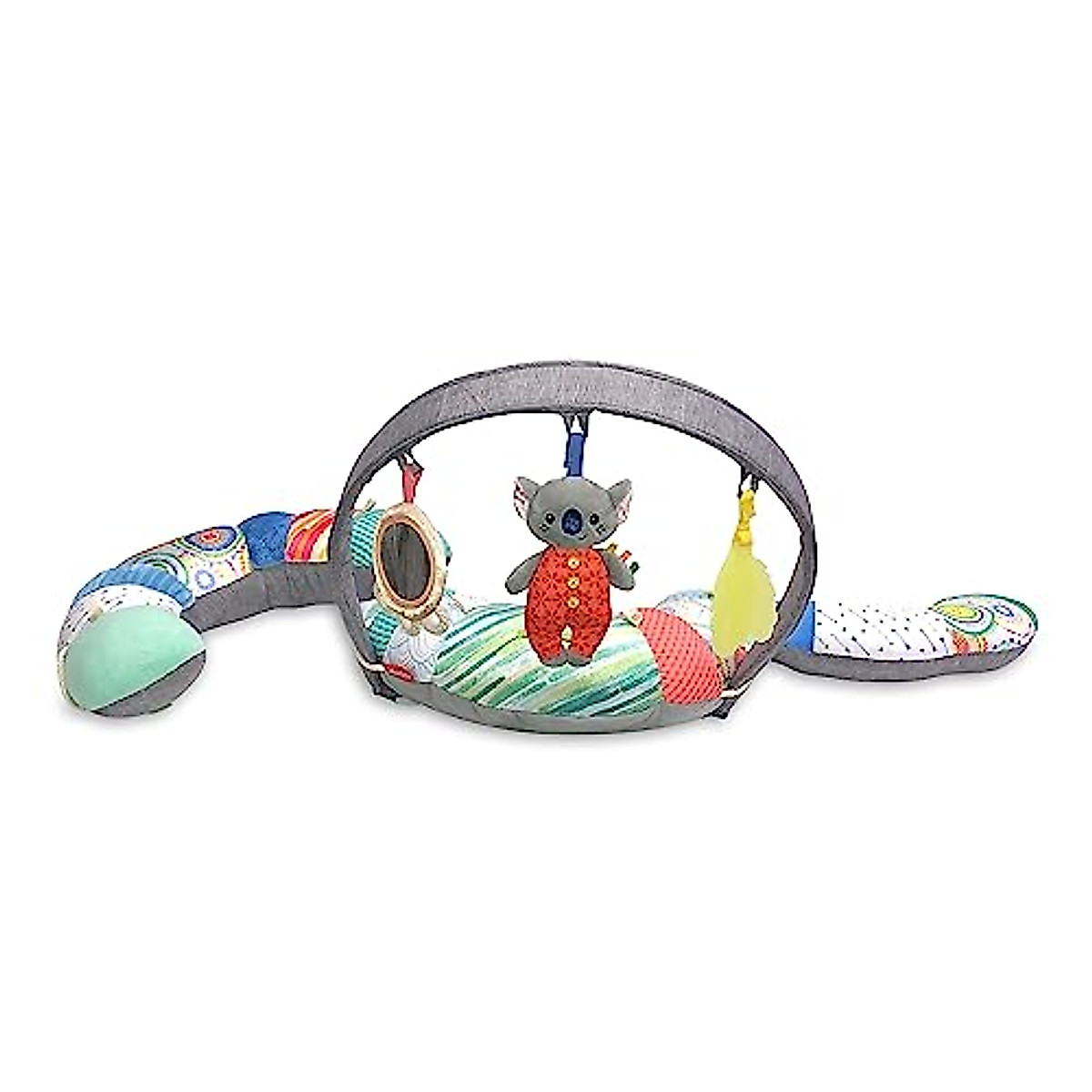 Infantino 3-in-1 Tummy Time, Sit Support & Mini Gym - Removable Toy Arch - Musical Koala Pal, Soothing Leaf Teether & Peek-and-See Mirror - for Babies, 0M+
