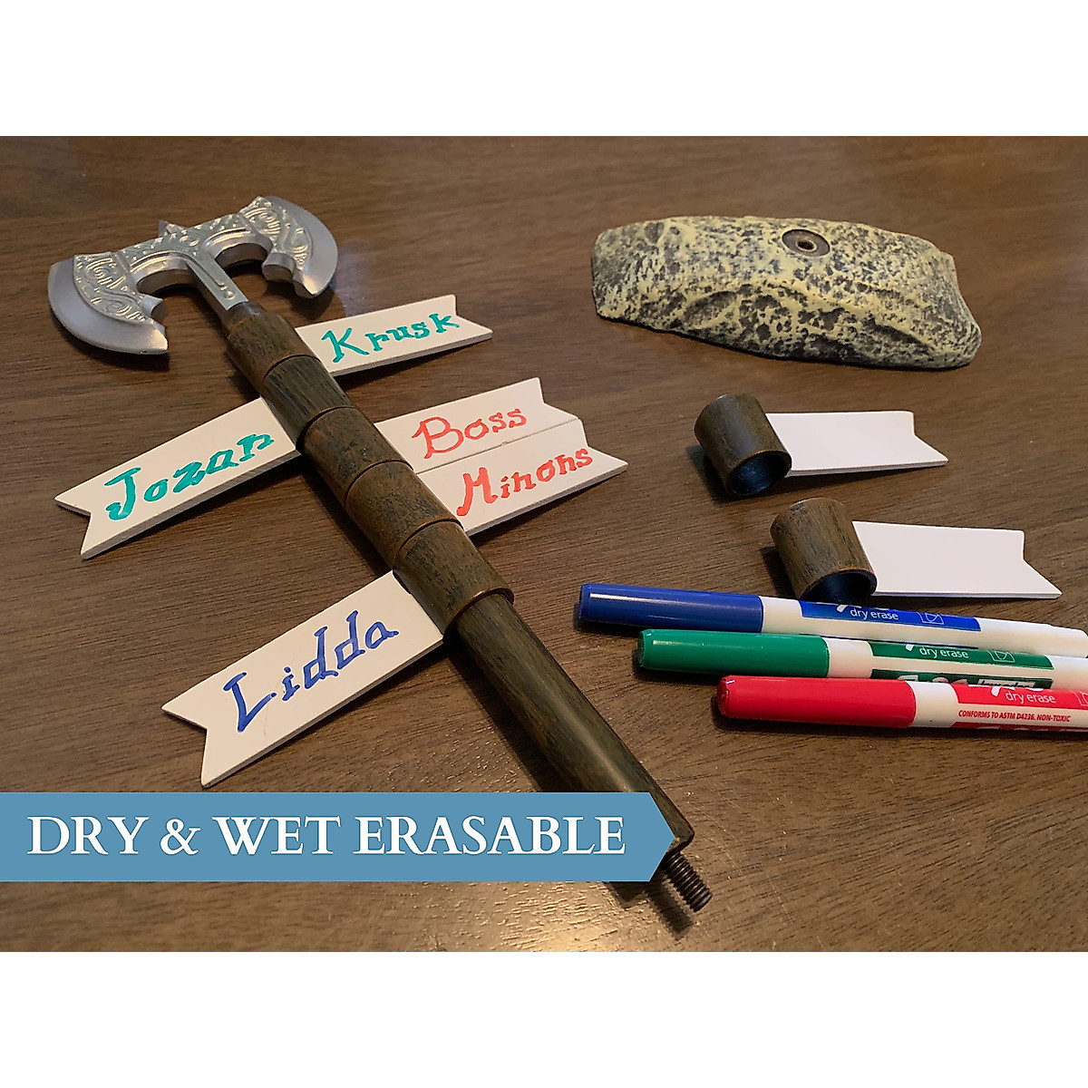 Conjurer Co. Galdor's Guild DND Initiative Tracker | Recorder Tools | Gift for Dungeons & Dragons Players, Dungeon Master/DM, or RPG Gaming | Tracking Stand | Holds 8 Flag Markers | Sword/Battle Axe