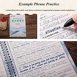 Hztyyier Magic Practice Copybook, English Calligraphy Tracing Book with with Pen and Refill for Children Students English Reusable Writing