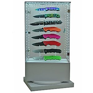 Folding Knife Display Stand Acrylic 16 Piece LED Rotating