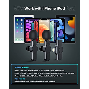 Wireless Lavalier Microphones for iPhones iPad, Noise Reduction Professional Lapel Mics, Low Delay 20M Distance Cordless Mic for Interviewing Vlog Live Stream Podcasting - 2 Pack