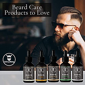 Striking Viking Vanilla Beard Oil (Large 2 oz.) - 100% Natural Beard Conditioner with Organic Argan and Jojoba Beard Oils with Vanilla Scent - Softens, Moisturizers, and Strengthens Beard Growth