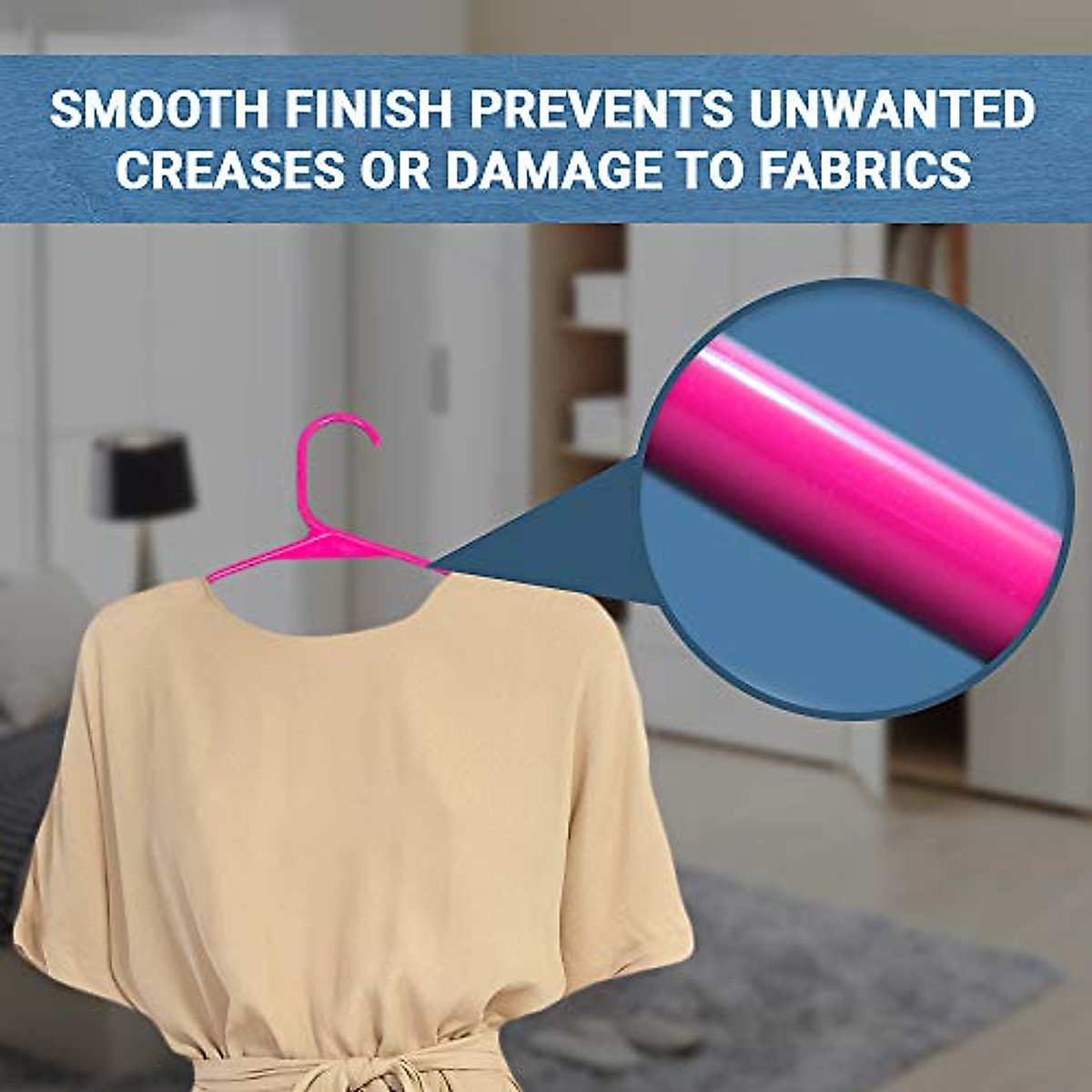 Kool Products Plastic Hangers - Tubular Clothes Hangers - Clothing Hangers - Heavy Duty Plastic Hangers Organize Adult Clothes Clever Design Reduce Creases Damages and Slips - Black Hangers - 25 Pack