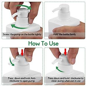 15oz Pump Dispenser for Bathroom, INSFIT Refillable Plastic Pump Bottles, Dish Soap Dispenser for Kitchen Sink, Hand Soap Dispenser, Laundry Detergent Dispenser with Waterproof Labels, 2 Pack White