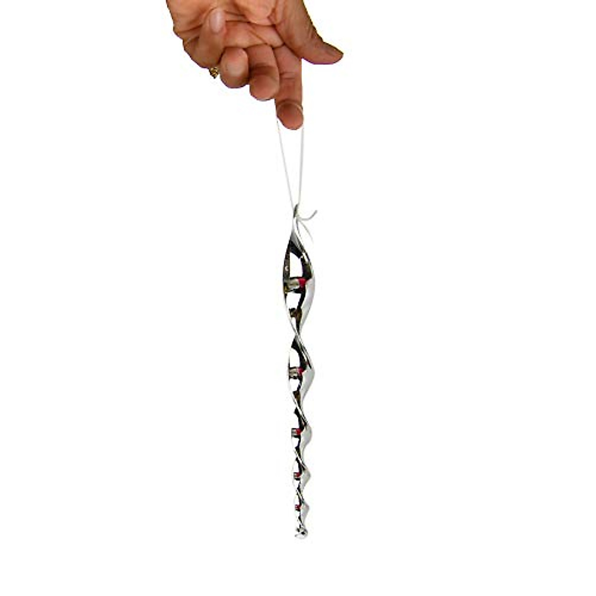 Home-X Extra Long Bird Deterrent Reflective Scare Rods -Ornaments, Outdoor Hawk and Duck Deterrent, Ornamental Spiral Deterrent Control Device, 12 Pack, 15" L x 1” W, Silver