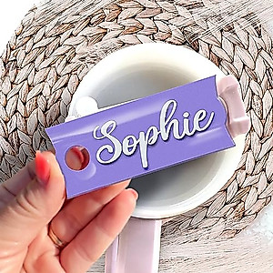 Personalized Stanley Tumbler Name Plate, Custom Name Tumbler ID Tag, Stanley Straw Topper, Stanley Tumbler Lid Topper