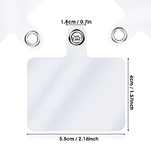 Cobee Universal Phone Tether Tab, Phone Lanyard Replacement Patches with Metal Ring Cell Phone Lanyard Tether Phone Case Lanyard Compatible with Cellphone Pads for Drop Protection (8pcs, Transparent)