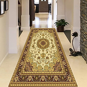 1.5x2.5ft Area Rug Washable Bedroom Rug, Soft Distressed Accent Rugs Ideal for High Traffic Living Room Entryway Dining Room, Non-Slip Non-Shedding Low-Pile Floor Carpet