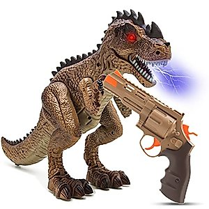 Greenbo Dinosaur Toys Jurassic T Rex Battle Attack Shooting Action Figure Multifunction Realistic Cool Walking RC Tyrannosaurus Rex Toy Good Dinosaur Toys for Kids Boys Girls 3up