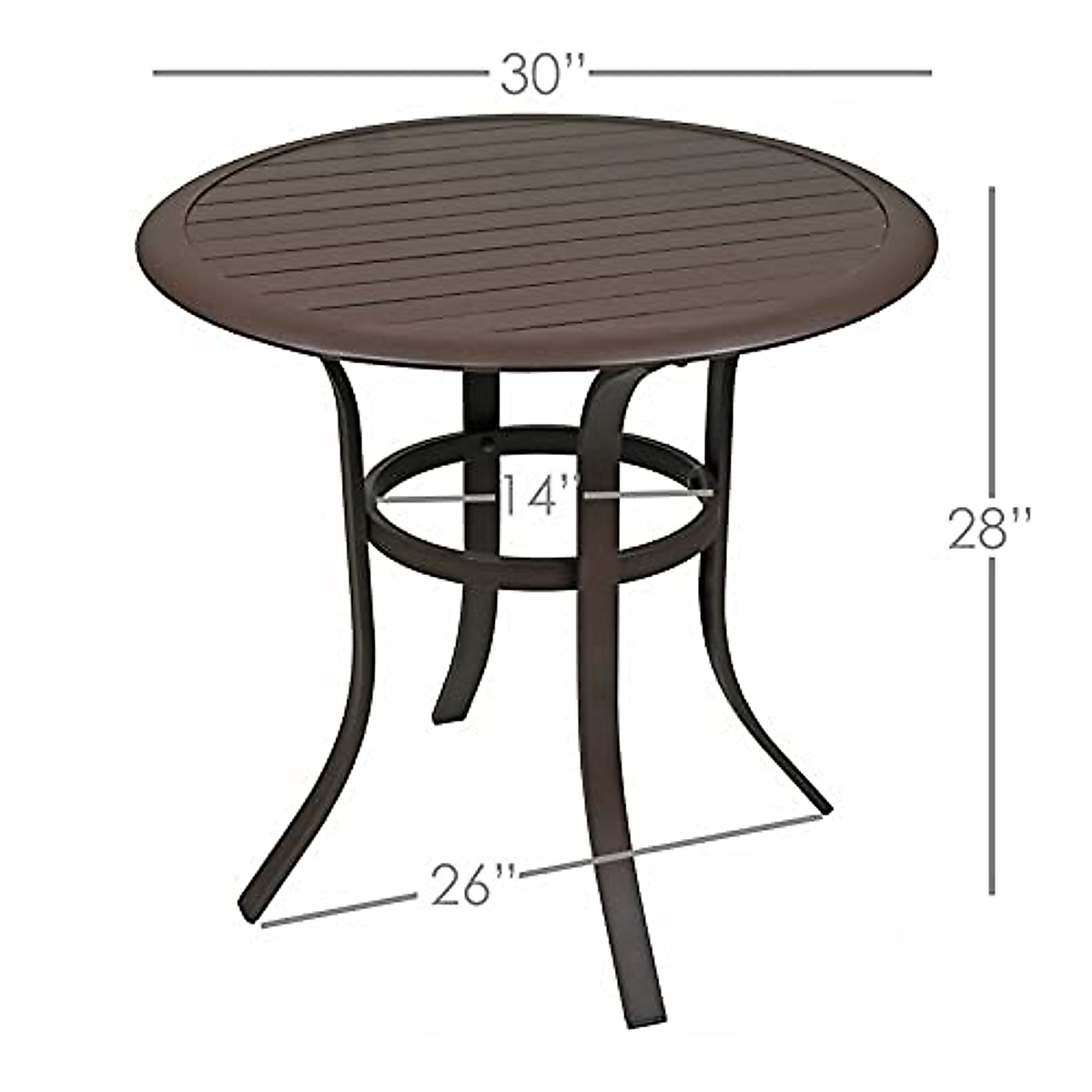 Garden Elements Outdoor Brown Aluminum Table (Side Table, Brown, Slat-Top)