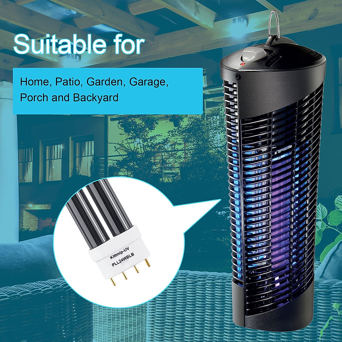 2 Pcs B24b Stinger Bug Zapper Replacement Bulbs 24w Black Flag Bug Zapper Bulb UV Light Ultraviolet Mosquito Killer Lamp Insect Trap Replacement UV Bulb for Stinger Bk300, Bk310, Bk500