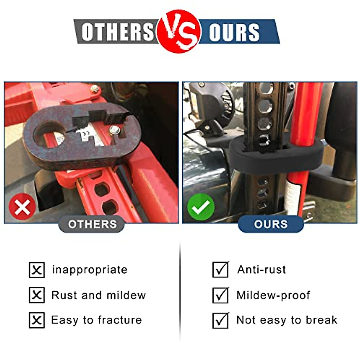 TaoTazon Handle Keeper, Rubber Hi Lift Jack Accessories, Rust-Resistant Hi-Lift Jack Handle Keeper, Upgrade Handle Bar Protector for High Lift Jack in Place