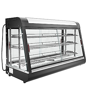 Countertop Food Warmer,48" Three Tier Commercial Warmers for Food Display, Glass case, with LED Lighting Removable Shelves Pastry for Buffet Restaurant