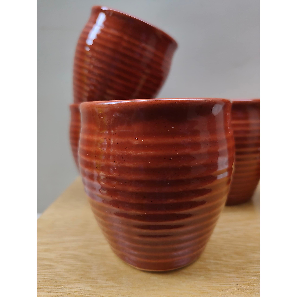 AnNafi® Indian Kulhad Cups Traditional Handmade Chai/Tea/Coffee Cup Ceramic Earthen Kulhar Mexican Red Clay Authentic Cantarito De Barro Fiesta Jarritos Mexicanos for Hot & Cold Beverages Set Of 6