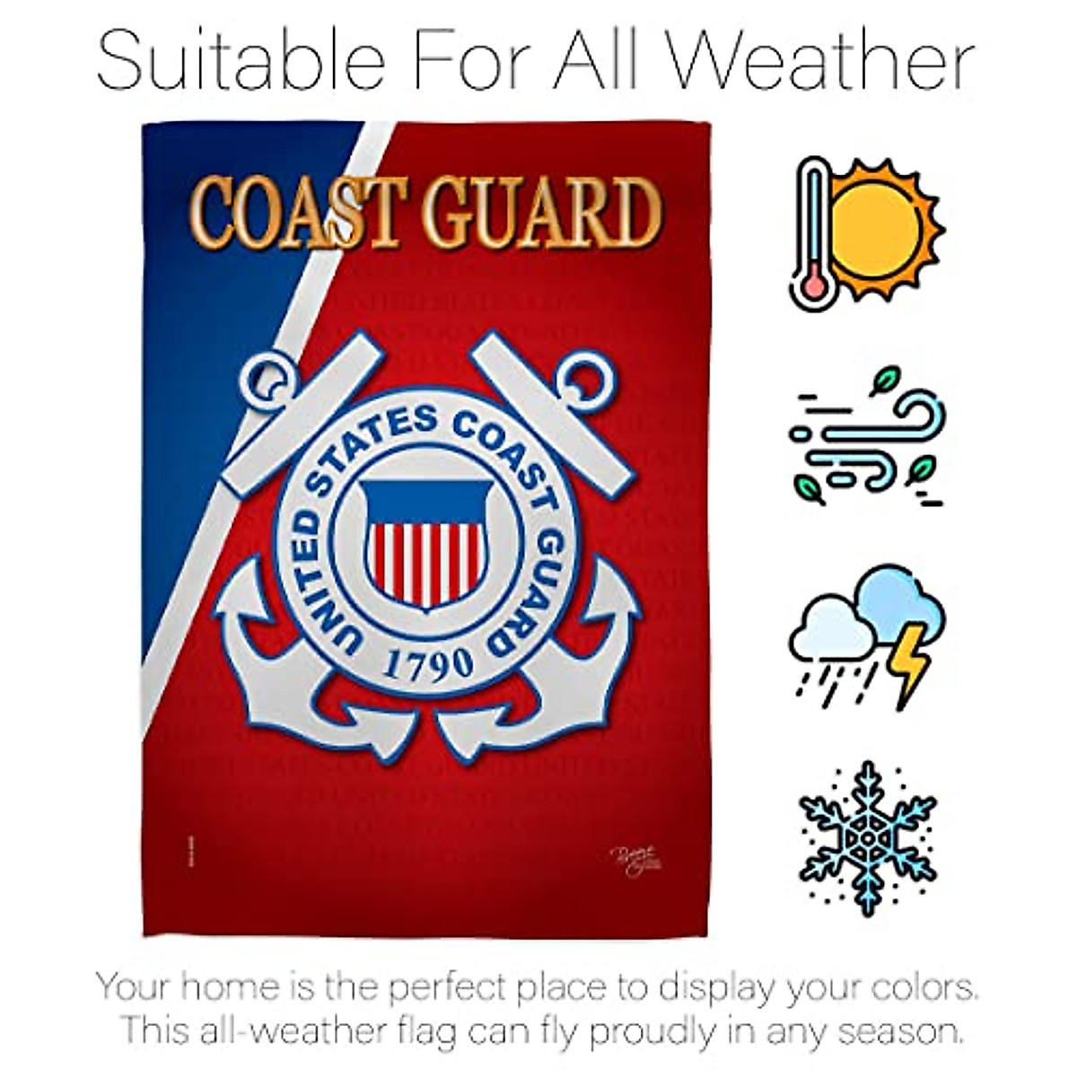 Breeze Decor US Coast Guard Garden Flag USCG Semper Paratus Armed Forces Officially Licensed United State American Military Veteran Retire Decorative, 13"x 18.5", Thick Fabric