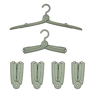 Ainior Portable Folding Travel Hangers, Multifunctional Hangers, Collapsible Clothes Drying Rack Hangers for Holiday,Camping,Travel,Home (6 Pcs (Green)