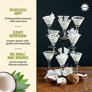 Cocktail Tree Stand, Metal Drink Tower, 3 Tier - 12 Holders For Champagne, Martini, Margarita Cups (Black)