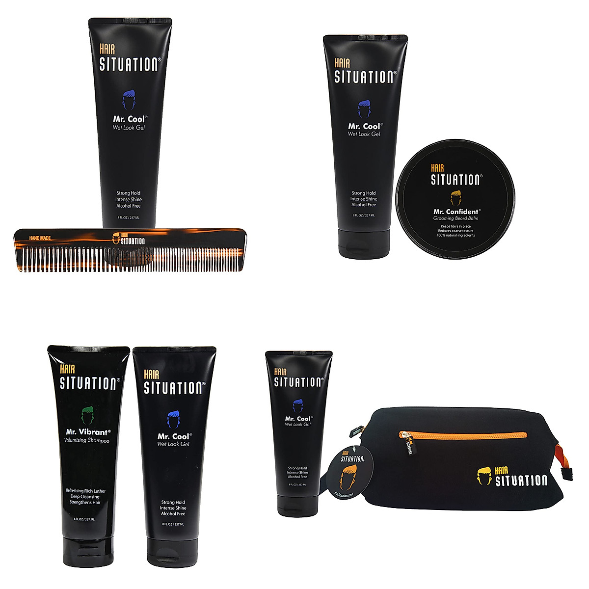 Hair Situation Mr. Cool Wet Look Hair Gel - Strong Hold, High Shine, Alcohol-Free, Clear Styling Formula, Anti-Humidity Frizz Control, Non-Flaking, Non-Greasy, Long-Lasting for All Hair Types 8 Fl Oz