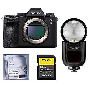 Sony Alpha a9 II Mirrorless Digital Camera Body, ILCE9M2/B Speedlight Bundle with Flashpoint Zoom Li-on X R2 TTL On-Camera Flash and Accessories