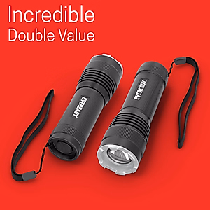 EVEREADY LED Tactical Flashlight, IPX4 Water Resistant EDC Flashlight, Super Bright High Lumens, Zoomable, 3 Light Modes, Heavy Duty Metal Body, Lanyard Included, Black
