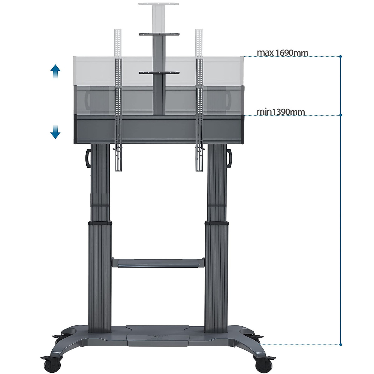NB North Bayou Mobile TV Cart Heavy Duty TV Stand with Wheels for 70 to 110 inch LCD LED OLED Flat Panel Plasma TV up to 200lbs CF100-B