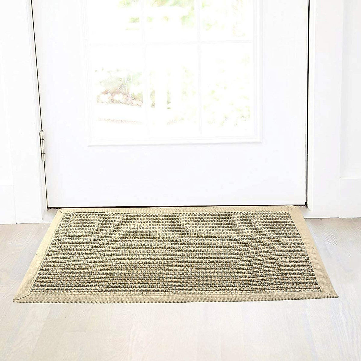 FUKUMARU Cat Scratcher Mat, 23.6 X 15.7 Inch Natural Sisal Cat Scratch Mats, Horizontal Cat Floor Scratching Pad Rug, Protect Carpets and Sofas (Cream - Thicken)