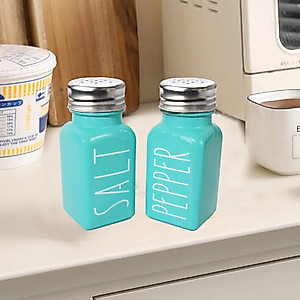 Farmhouse Salt And Pepper Shakers Set,Turquoise Salt Shakers For Kitchen,Glass Salt And Pepper Shakers Set,Cute Salt Shaker,Gift For Women,Modern Farmhouse Decor,Home Decor,Wedding Decor (TURQUOISE)