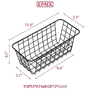 XINFULL 6 Pack Wire Storage Baskets Household Metal Wall-Mounted Containers Organizer Bins for Kitchen Bathroom Freezer Pantry Closet Laundry Room Cabinets Garage Shelf, Medium