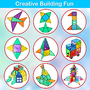 Magnetic Tiles,60PCS Magnetic Building Blocks for Kid,3D Magnet Building Tiles,Clear Magnetic Blocks Construction Playboards, Educational Magnet Toys for Boys Girls Toddlers 3 4 5 6 7 8 Year Old