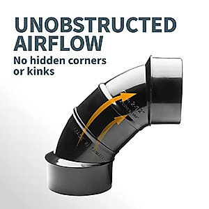 POWERTEC 70344 2-1/2" OD 90 Degree Elbow - ABS Plastic Dust Collector Connector (Black)