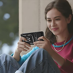 iBaove for Google Pixel 6 Case, Pixel 6 Case with 2 Pcs HD Screen Protector and Slide Camera Cover, Military Protection Shockproof with Ring Kickstand Case for Google Pixel 6, Black