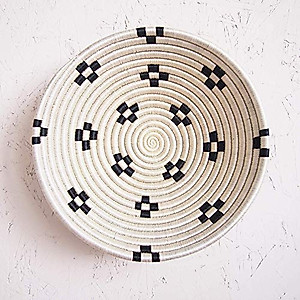 African Basket- Maraba/Rwanda Basket/Woven Bowl/Sisal & Sweetgrass Basket/Black, White