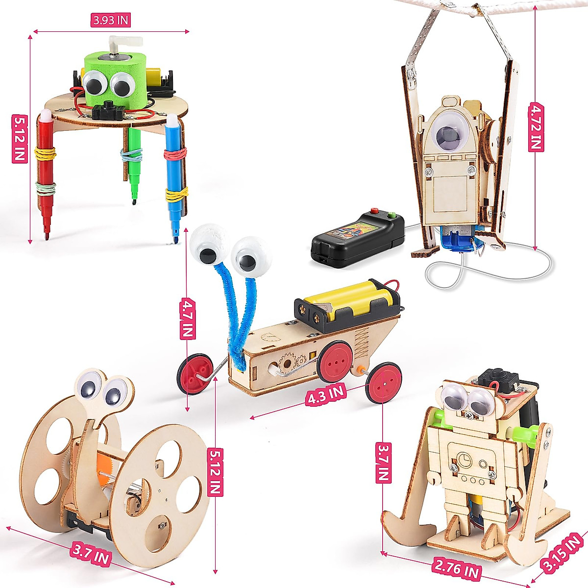 10 in 1 STEM Building Kits for Kids Age 8-12, Wood Crafts for Boys and Girls Age 6-8, 3D Wooden Puzzles Woodworking Robot Model Stem Projects for 6 7 8 9 10 11 12 Years Old