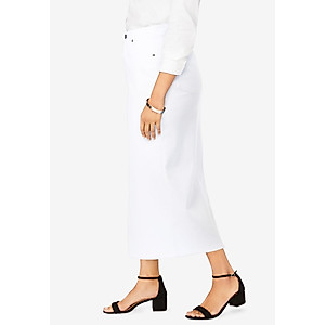 Jessica London Women's Plus Size True Fit Front Button Casual Denim Skirt - 12 W, White
