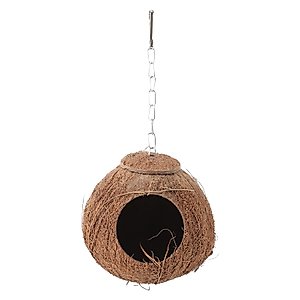 VILLCASE Outdoor Toys Bird Natural Shell Bird House Parakeet Budgie Cockatiel Finch Sparrows Breeding Nesting Bird Aviary Cage Box -Pecking Bite (Chain Style) Outdoor Playset
