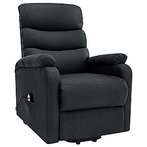 Power Lift Massage Recliner Chair with Footrest | Adjustable Recliner Sofa for Elderly Adult | Upholstered Reclining Sofa Seating with USB Port for Living Room Home Theater | Dark Gray Fabric