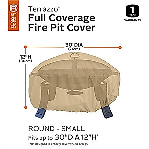 Classic Accessories Terrazzo Water-Resistant 30 Inch Round Fire Pit Cover, Patio Furniture Covers