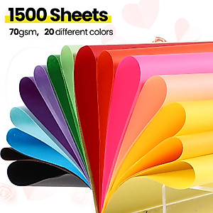 Yahenda 1500 Pcs Construction Paper Card Stock Printer Paper Craft Bulk School Supplies Lightweight Art Colored for Kids Adults School Drawing Easter(Multi Colors)