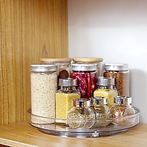 YCLADEC 2 Pack Lazy Susan 9.25" Inch Turntable Organizer Pantry Organization and Storage Container Bins Spice Rack Cabinet Rotating Condiment for Pantry Kitchen Vanity Bathroom Jewelry Holder Clear