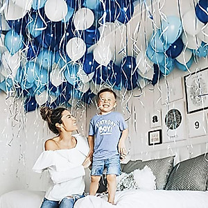 PartyWoo Blue and White Balloons 100 pcs 12 inch Royal Blue Balloons Light Blue Balloons White Balloons Blue Balloons Latex Balloons for Boys Christening, Cinderella Party, Boys 1st Birthday
