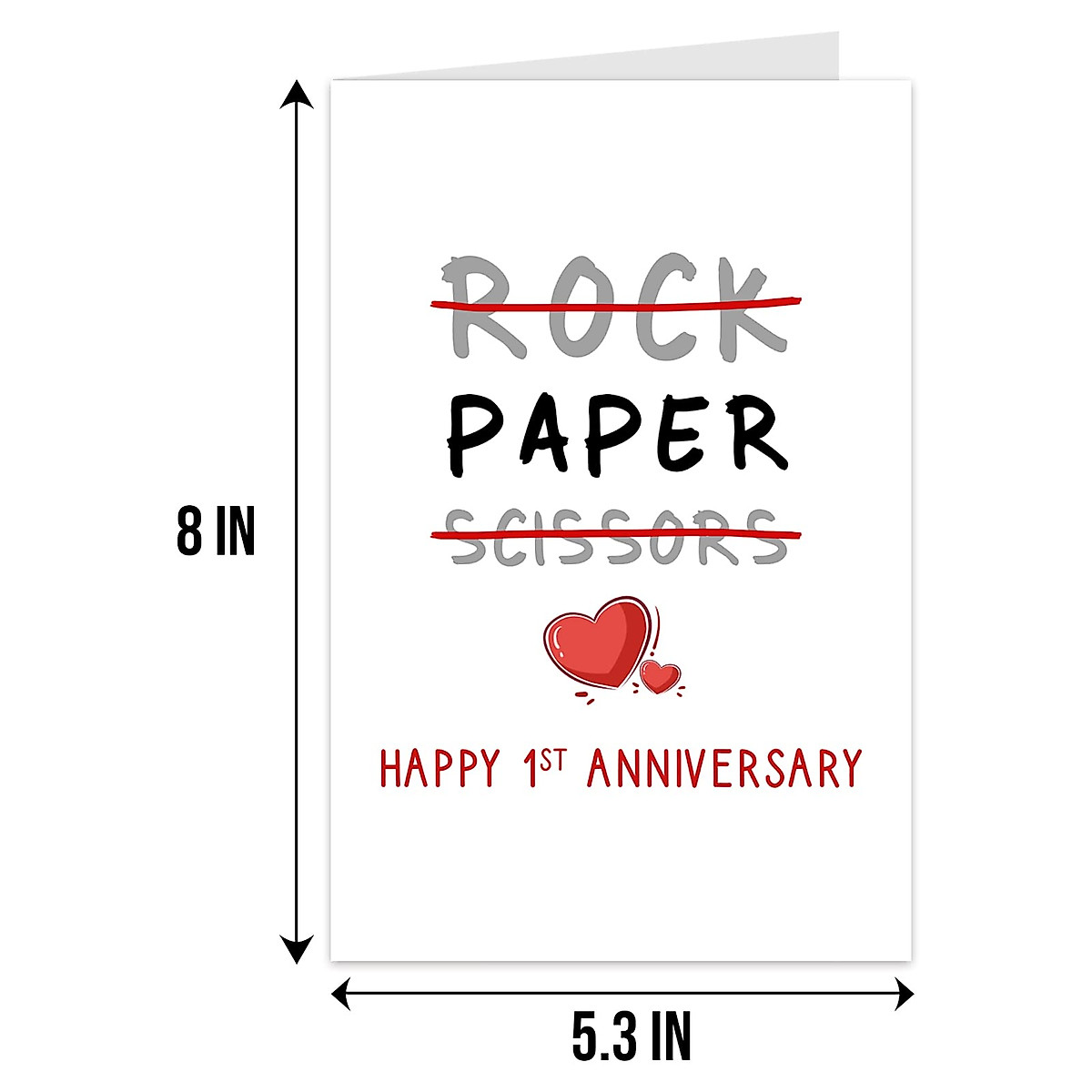 Qiliji Happy 1st Anniversary Card, Funny 1 Year Wedding Anniversary Card, Paper Anniversary Greeting Card, Rock Paper Scissors