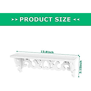 GOTOTOP Floating Shelf White Wall Mounted, Modern Wooden Wood Wall Shelf Carved Cutout Design Storage Rack Chic Filigree Style for Home, Living Room, Bedding Room, Study, Kids Room, Office