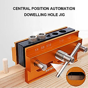 Self Centering Dowel Jig Kit,Drilling Guide Bushings Set Aluminum Alloy Anodized 4 Holes Drill Positioner Puncher Locator Joints Tool For Woodworking