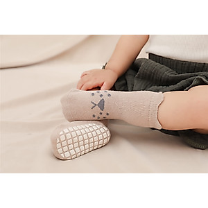 Adeimoo Baby Girls Cartoon Non-Slip Socks Baby Toddler Cotton Warm Grip Socks Anti Skid Socks for Infant Little Kids 0-12 Months